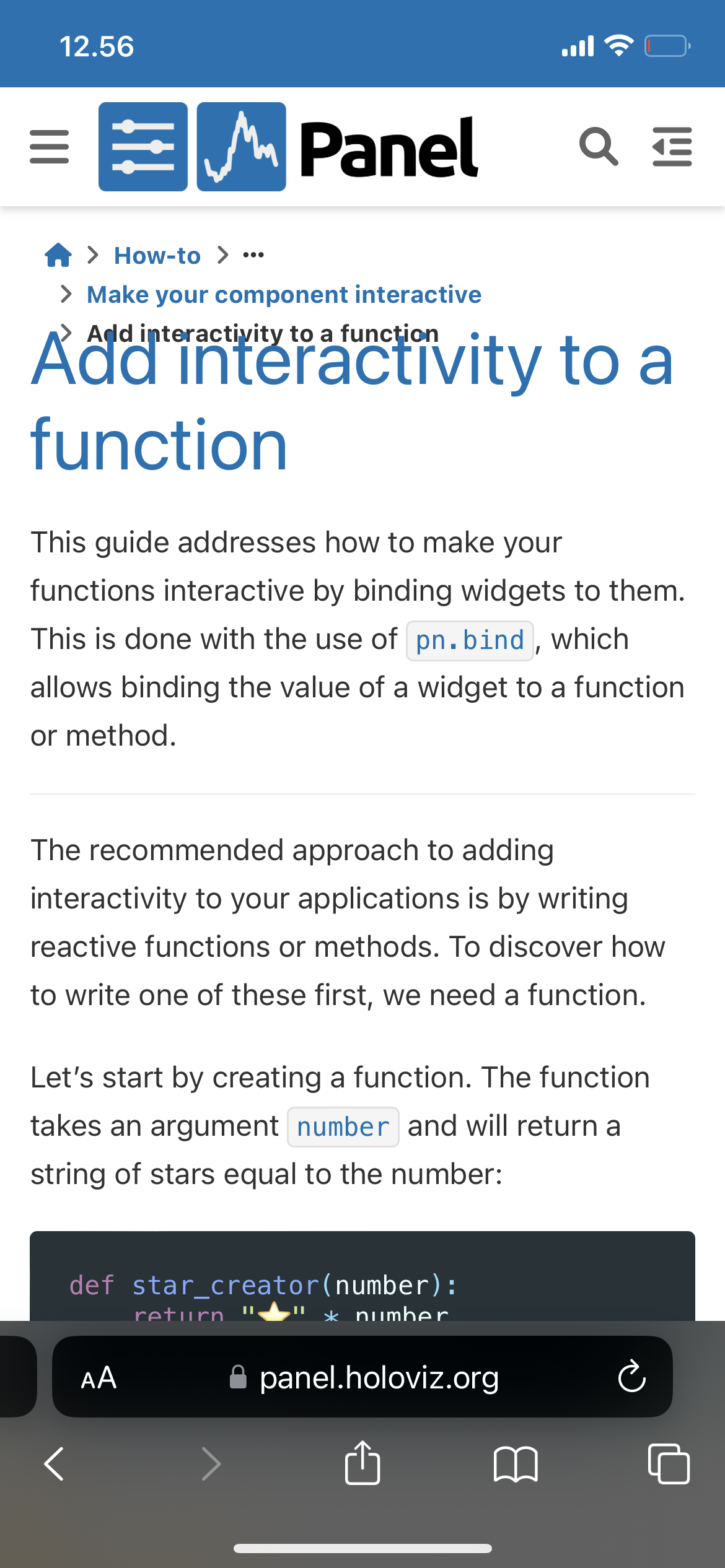 Text on top of header in guide on mobile · Issue #5199 · holoviz/panel · GitHub