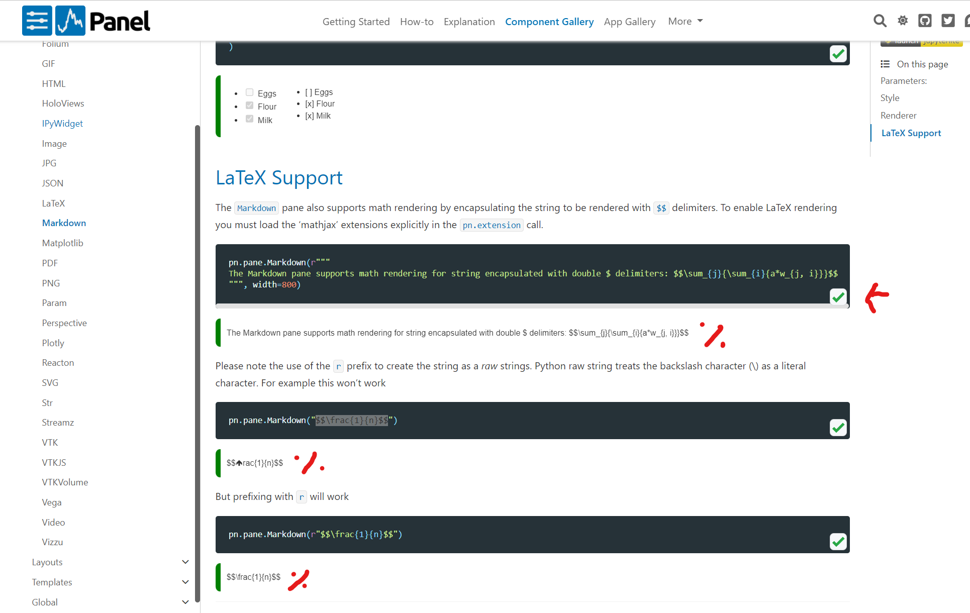 Markdown LaTeX support not showing in docs · Issue #5340 · holoviz/panel · GitHub