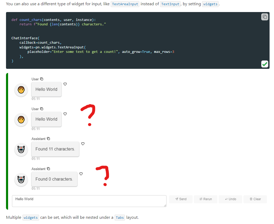 ChatInterface repeats input and counts twice · Issue #5695 · holoviz/panel · GitHub