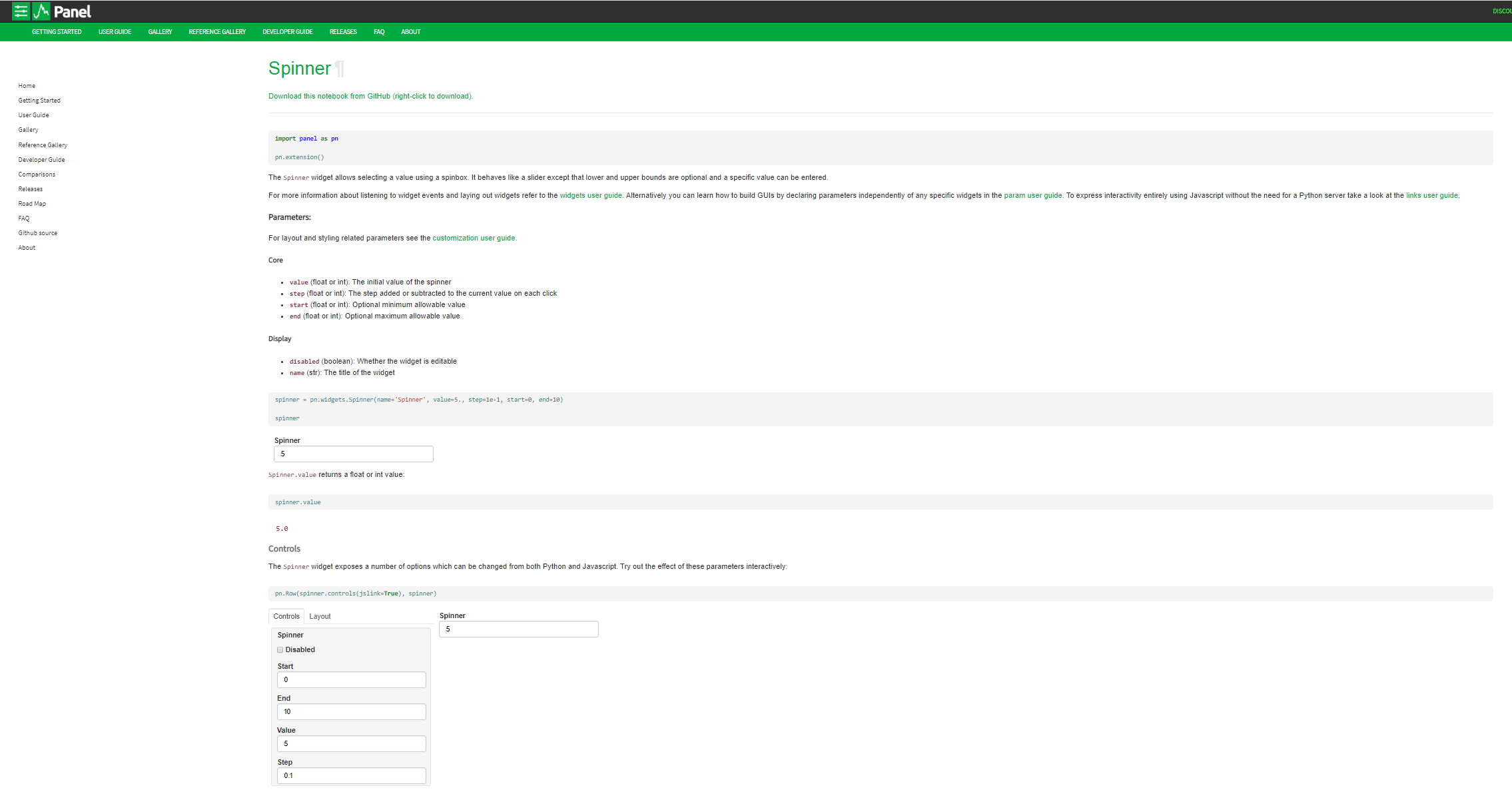 Spinner shows Value/ Input not Spinner · Issue #1172 · holoviz/panel · GitHub