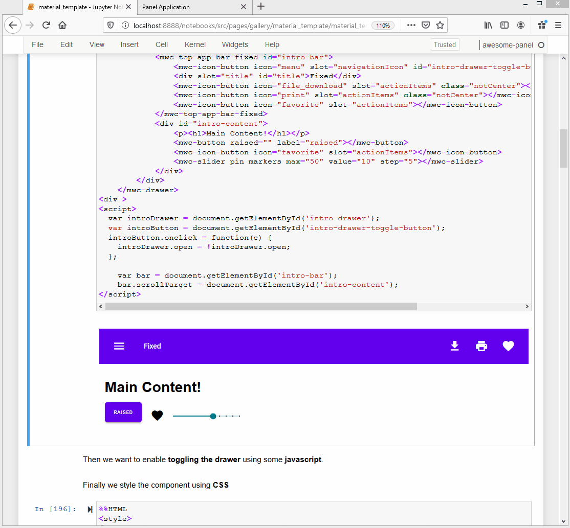 mwc-top-app-bar-fixed does not render nicely in jupyter notebok · Issue #1106 · material ...