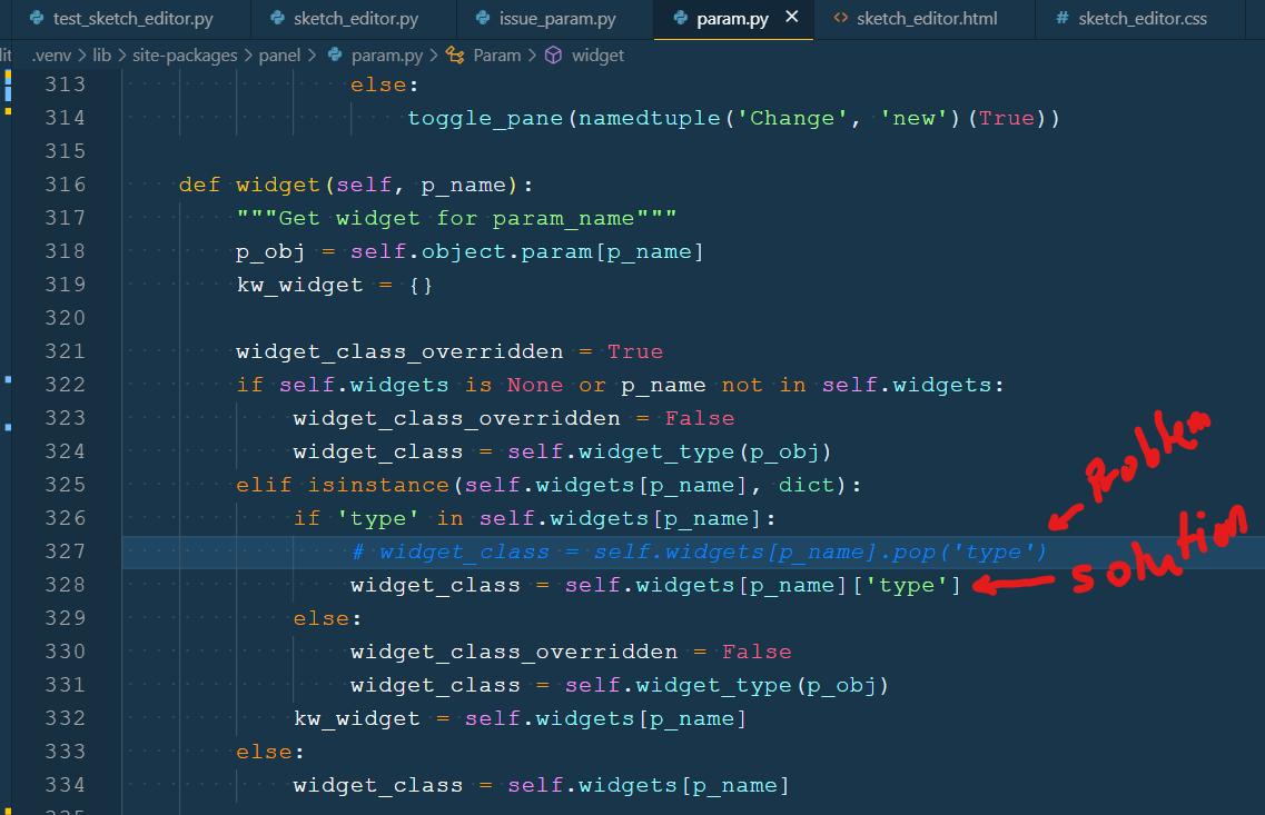 When updating Param object the widget changes · Issue #1578 · holoviz/panel · GitHub