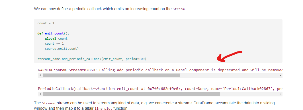 Streamz example raises warning regarding add_periodic_callback · Issue #1761 · holoviz/panel ...
