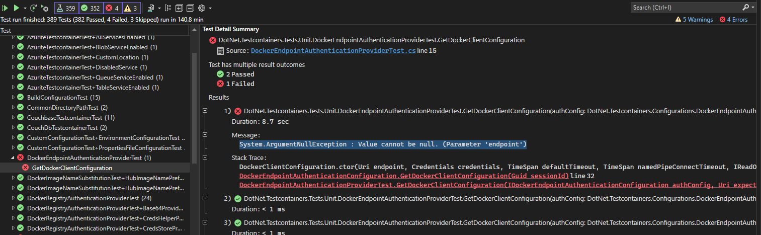 Bug Dotnet Testcontainers Tests Unit Dockerendpointauthenticationprovidertest