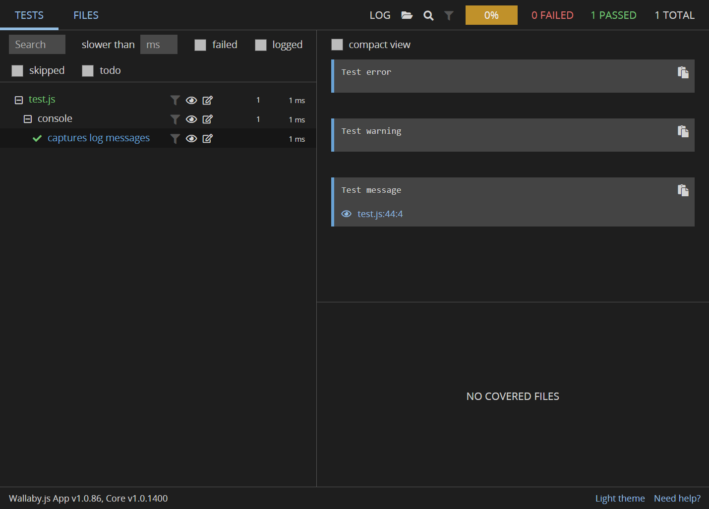 Ability to suppress "console.log" capture · Issue #3189 · wallabyjs/public · GitHub