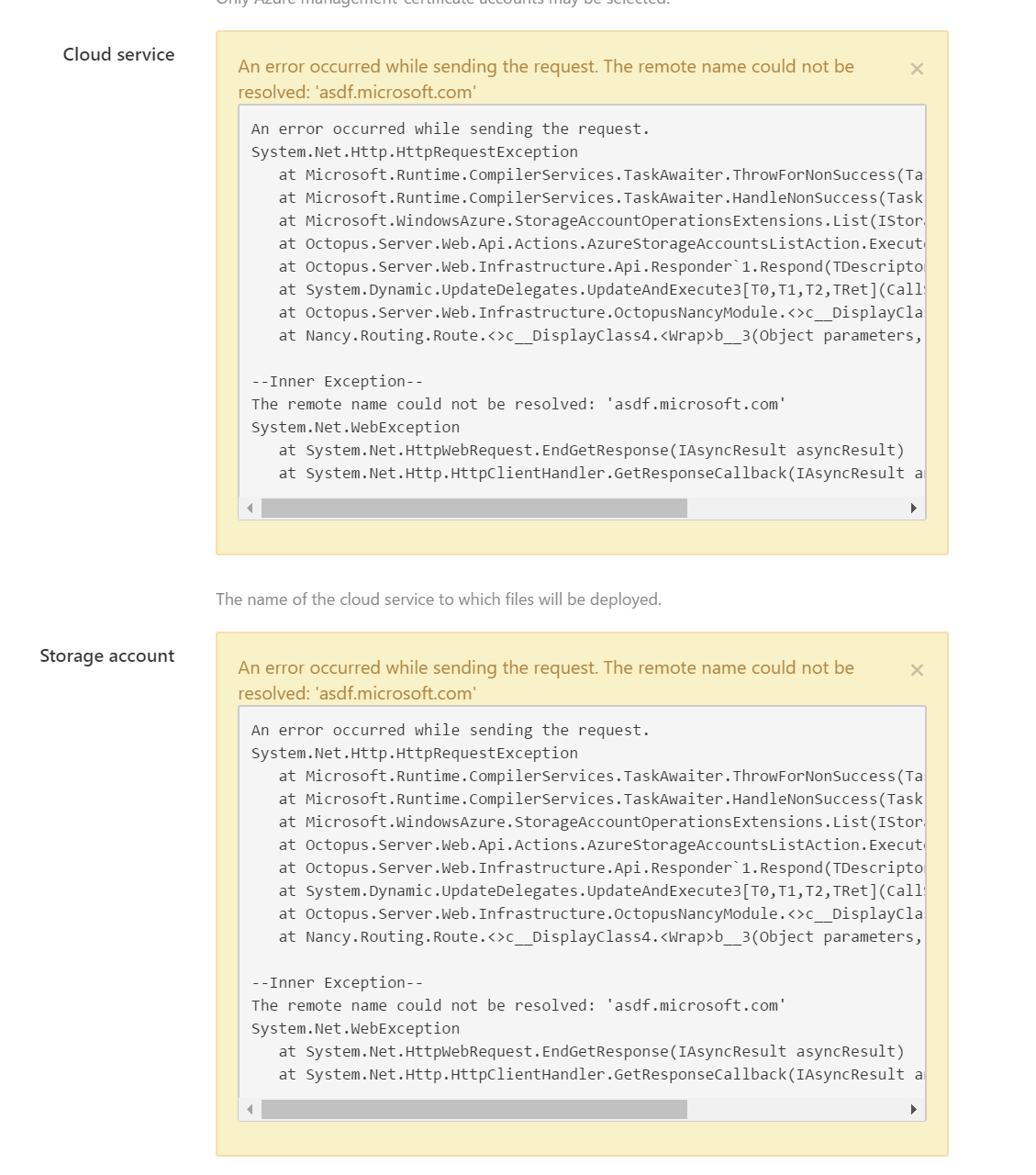 Errors not displaying correctly in Cloud Service step template UI · Issue #3602 · OctopusDeploy ...