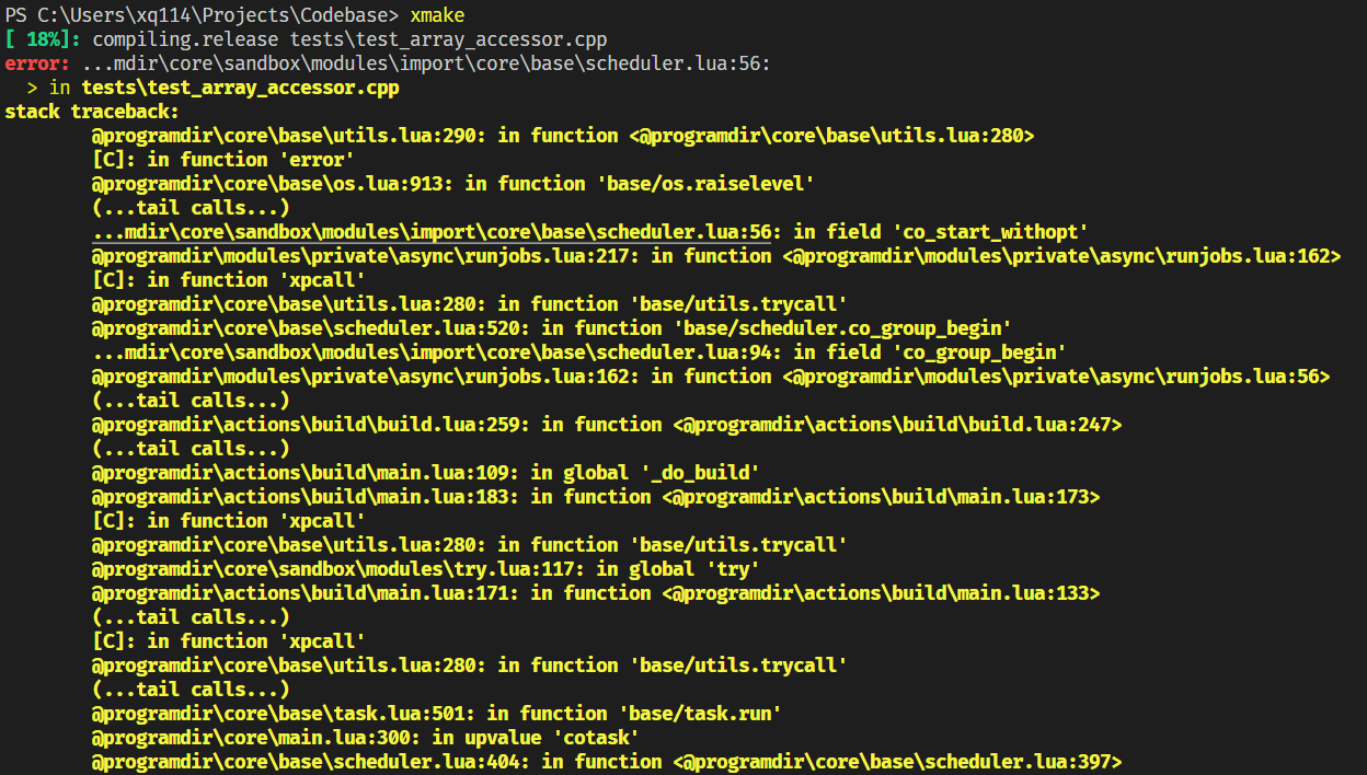 Cache conflict reported as "scheduler error" · Issue #3652 · xmake-io/xmake · GitHub