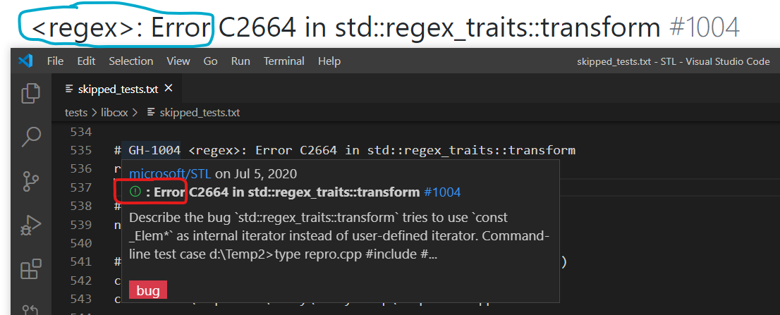 Hover card mishandles issue title containing due to angle brackets ...