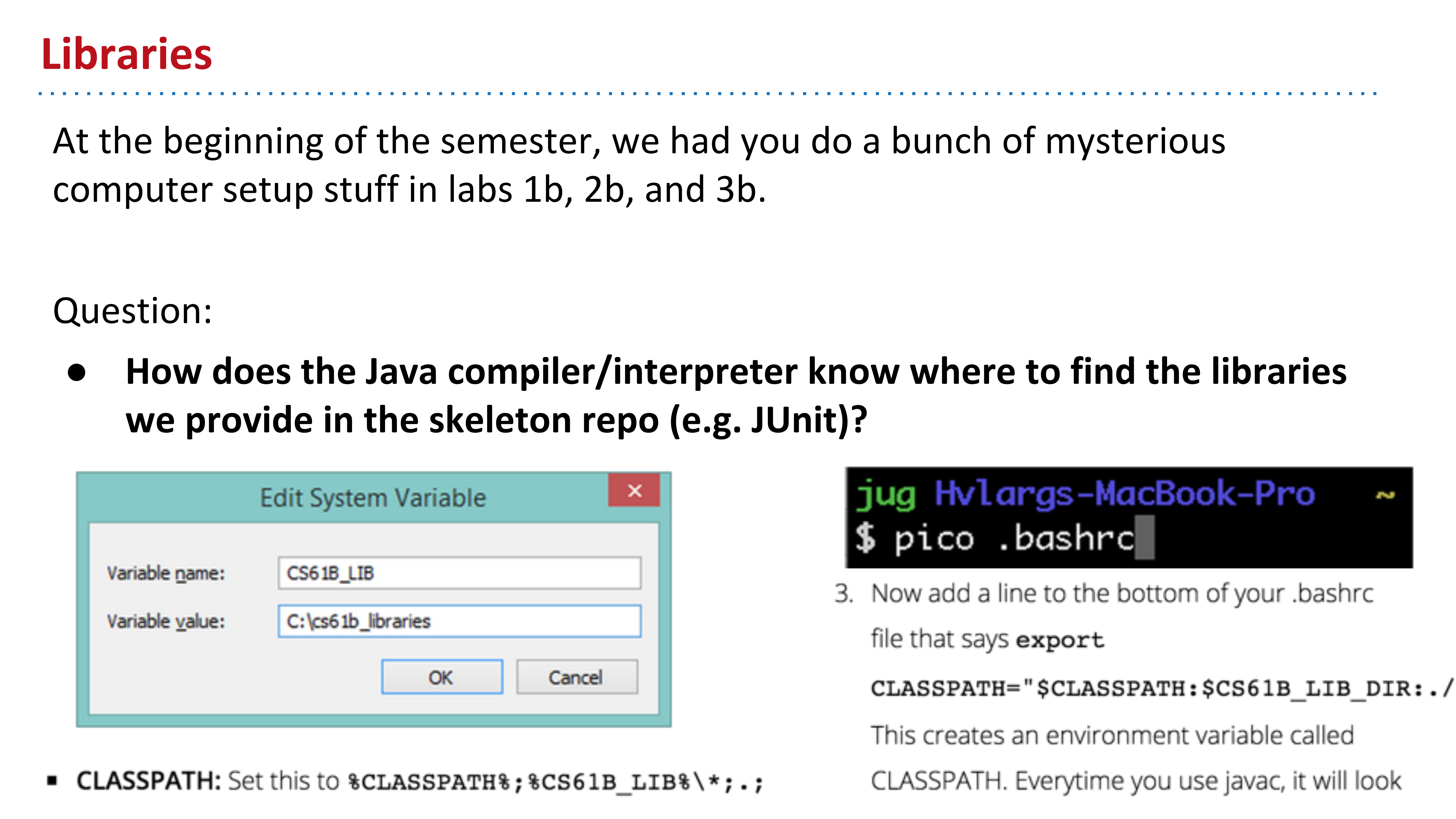 CS61B 2018 Lecture 11 Libraries, Abstract Classes, Packages + Environment Variable + disc04 ...