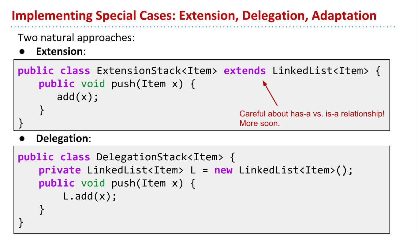 CS61B 2018 Lecture 16 Encapsulation, Lists, Delegation vs. Extension + Exam prep 06:Exceptions ...