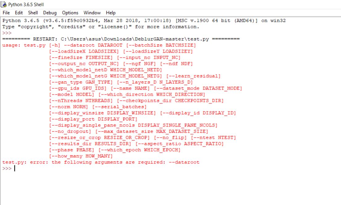 Test Py Error The Following Arguments Are Required Dataroot