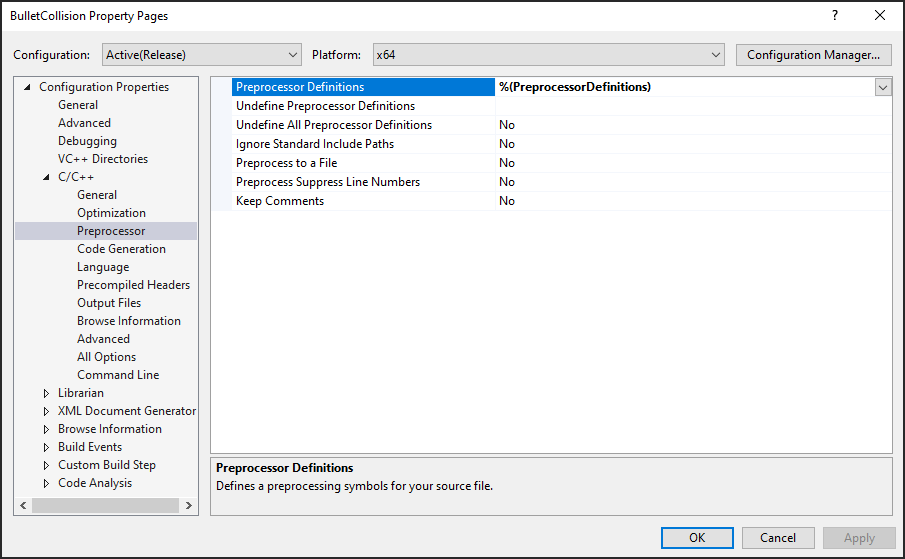 Build error on Windows 10 (error LNK2001: unresolved external symbol ...