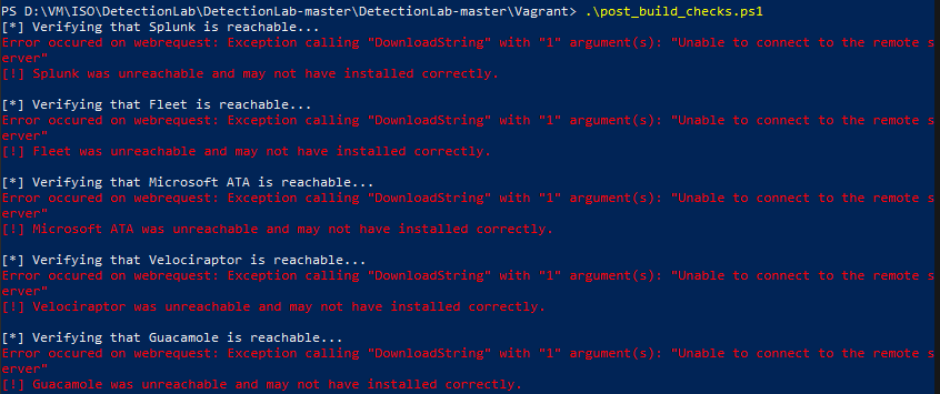 Unable to connect to the remote server · Issue #681 · clong/DetectionLab · GitHub