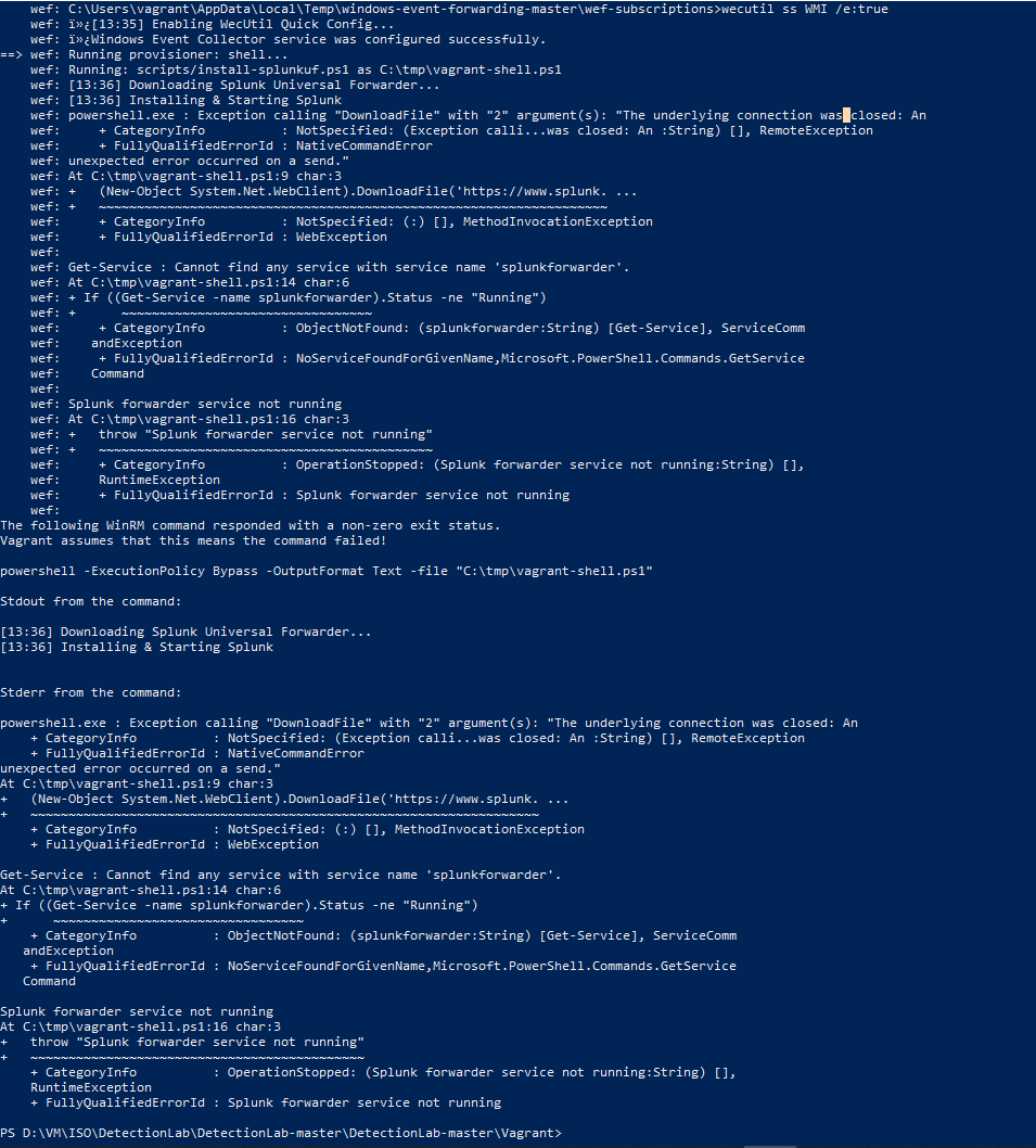Possible problem with post_build_checks.ps1 · Issue #559 · clong/DetectionLab · GitHub