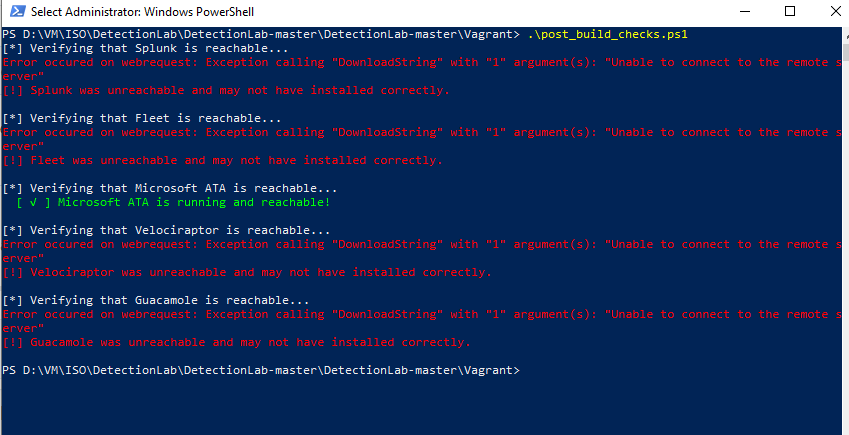 Possible problem with post_build_checks.ps1 · Issue #559 · clong/DetectionLab · GitHub