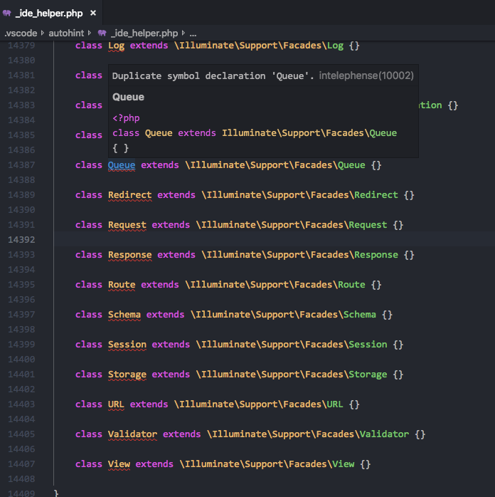 Duplicate symbol declaration 'xxxx'.intelephense(10002) · Issue #265 · bmewburn/vscode ...