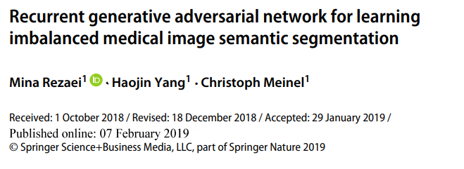 Recurrent generative adversarial network for learning imbalanced medical image semantic ...