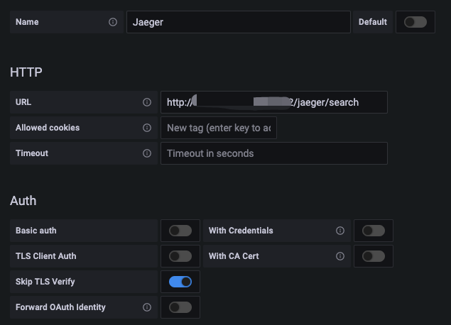 Data source connected, but no services received. Verify that Jaeger is configured properly ...