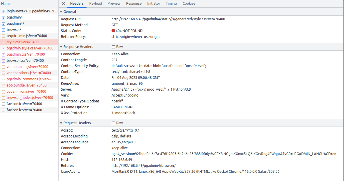 Stylesheets are missing in source code of pgadmin4 7.x · Issue #6656 · pgadmin-org/pgadmin4 · GitHub