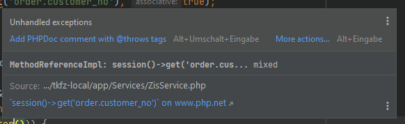 session()->get() function unhandled exception · Issue #1295 · barryvdh/laravel-ide-helper · GitHub