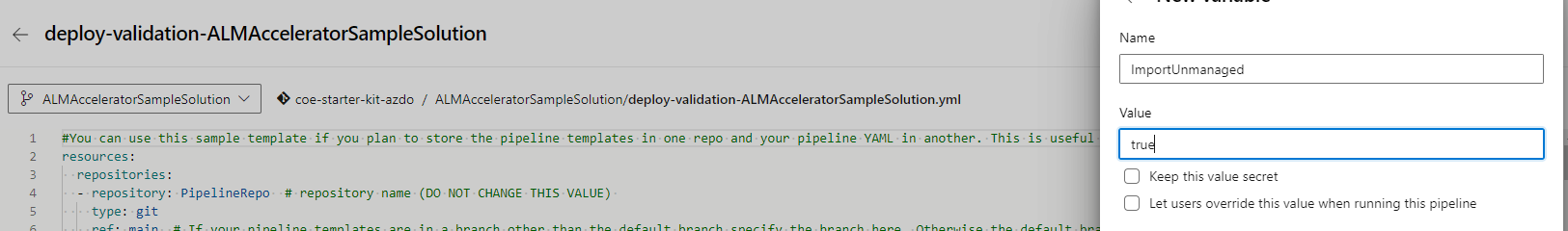 [ALM Accelerator - QUESTION] Deploy as Unmanaged · Issue #2185 · microsoft/coe-starter-kit · GitHub