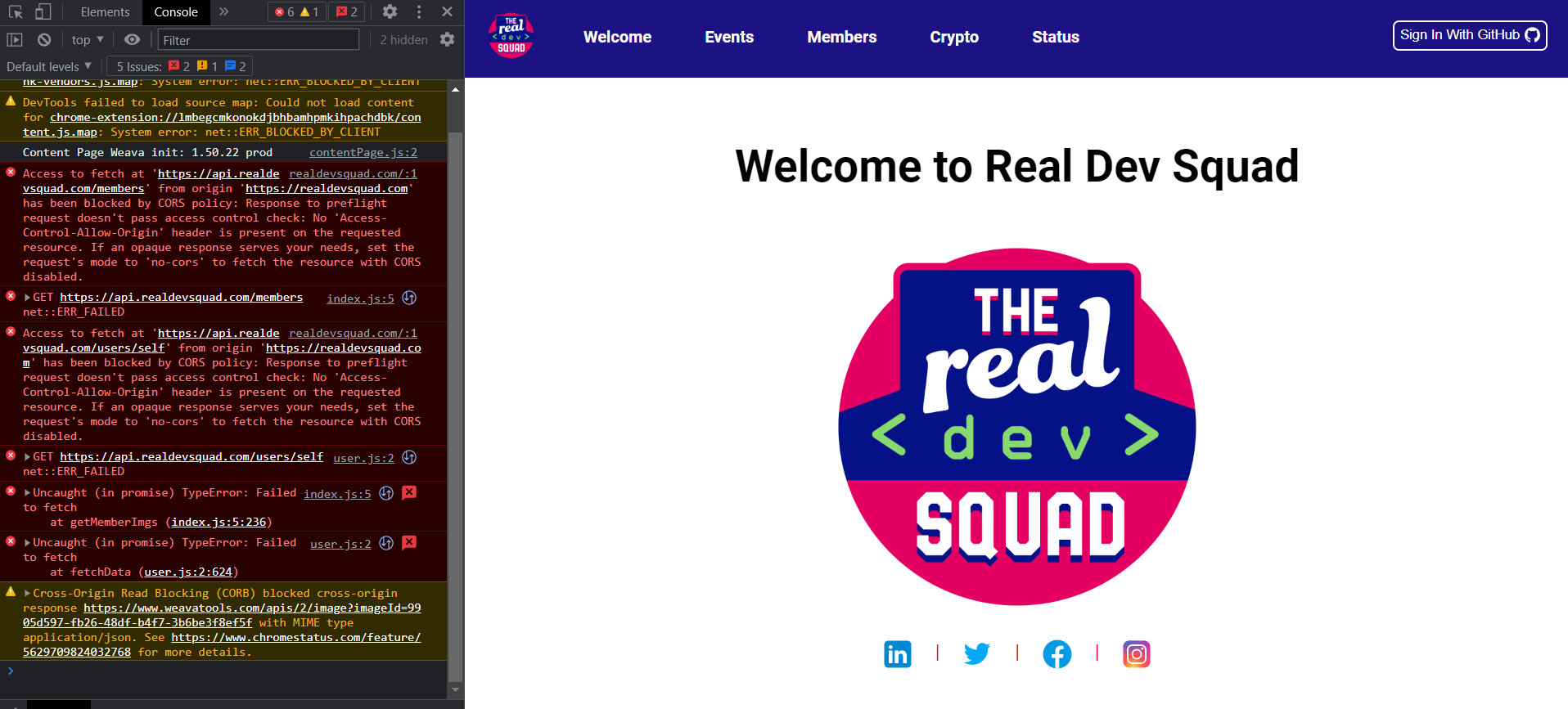 CORS Error on the website · Issue #756 · Real-Dev-Squad/website-backend · GitHub