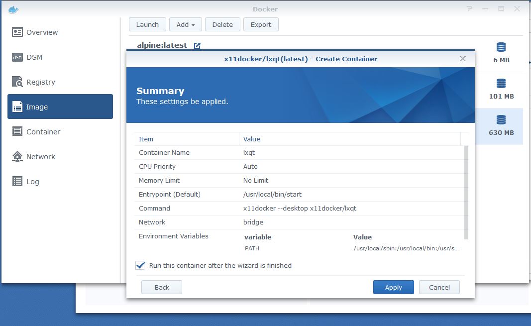 How to run this on a synology? · Issue #1 · mviereck/dockerfile-x11docker-lxqt · GitHub