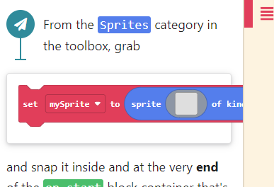 Sample code gets cut off in Skillmap tutorials instructions · Issue #4898 · microsoft/pxt-arcade ...
