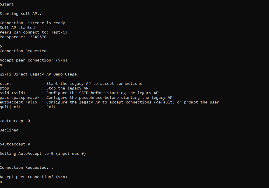 WiFiDirectLegacyAP | decline connection does not wor · Issue #129 · microsoft/Windows-classic ...