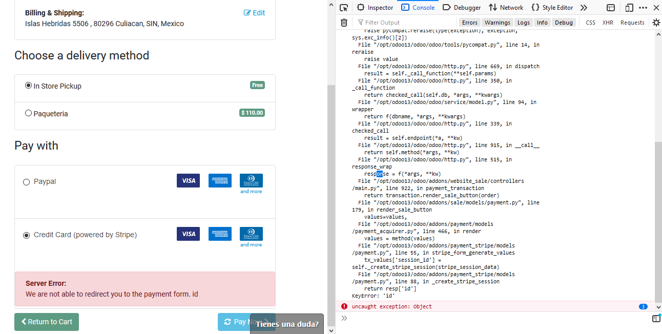 Stripe "Server Error: We are not able to redirect you to the payment form. id" · Issue #52122 ...