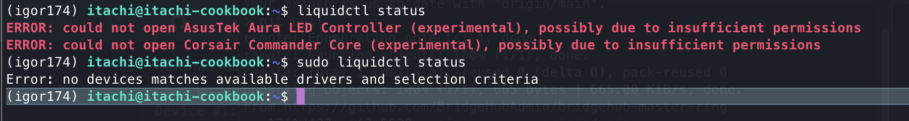 Sudo and non sudo return different errors · Issue #515 · liquidctl/liquidctl · GitHub