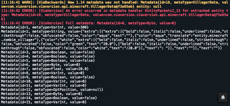 Error getting spammed in console - [ViaVersion] An error occurred in metadata handler ...
