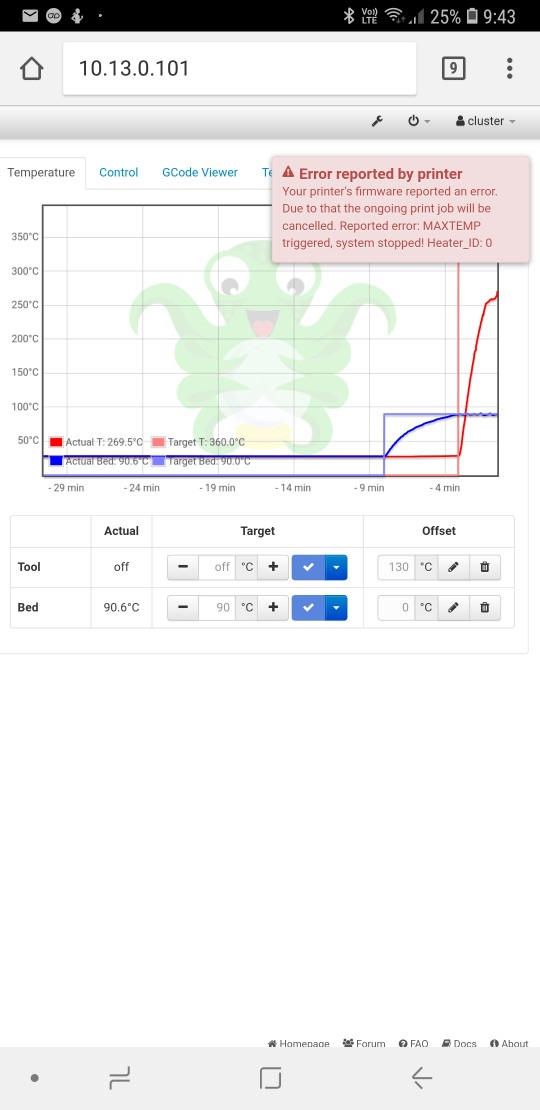 Temperature randomly set to 360 degrees · Issue #2693 · OctoPrint/OctoPrint · GitHub