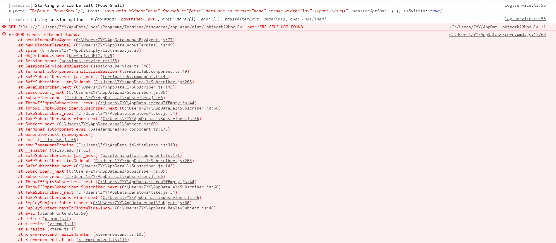 The Terminus can't load a shell (add "useConPTY: false" to my config file is useless) · Issue ...