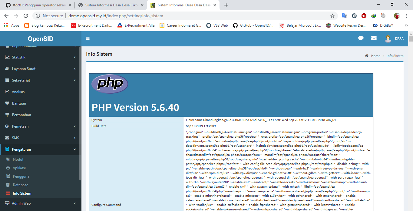 Situs demo.opensid.my.id Masih Masih menggunakan sistem lama · Issue #2302 · OpenSID/OpenSID ...