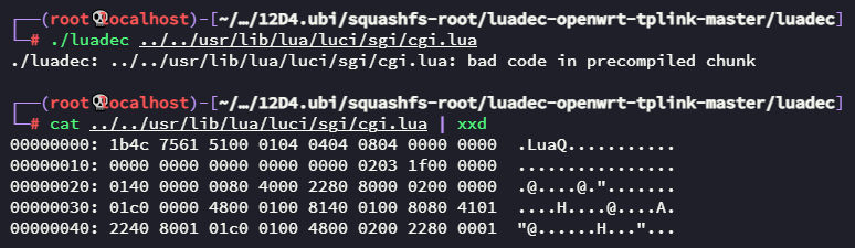 bad code in precompiled chunk · Issue #1 · RE-Solver/luadec-openwrt-tplink · GitHub