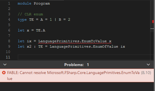LanguagePrimitives.EnumToValue is (no longer) resolved · Issue #1813 · fable-compiler/Fable · GitHub