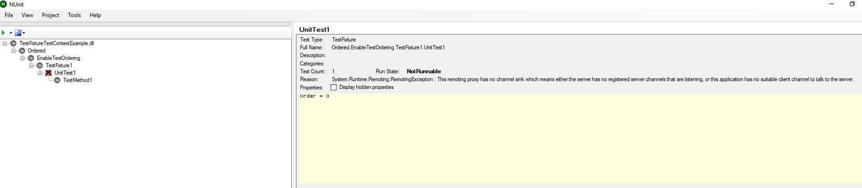 Remoting exception when getting the TestContext.CurrentContext.Test ... Remoting exception when getting the TestContext.CurrentContext.Test ...