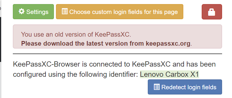 You use an old version of KeePassXC. · Issue #375 · keepassxreboot/keepassxc-browser · GitHub