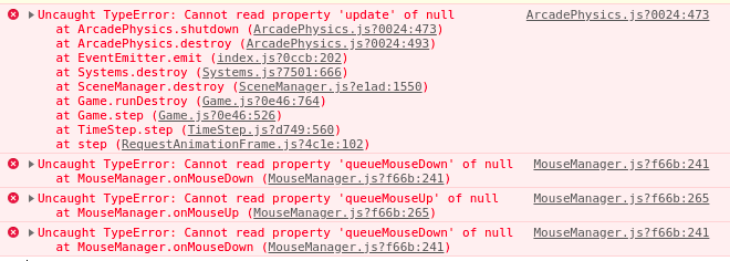 Unhandled MouseManager exceptions after destroying a game instance · Issue #4015 · phaserjs ...