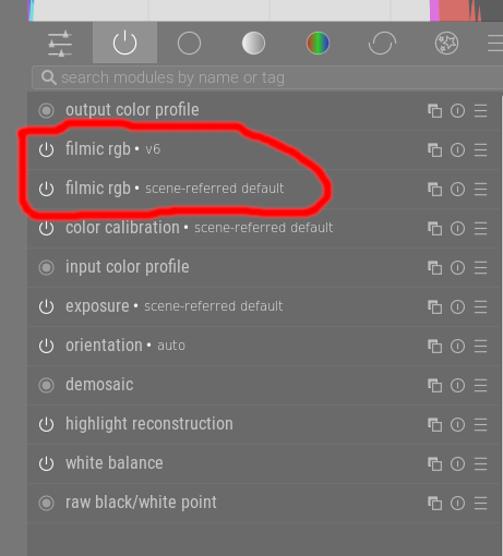 git master : adding new filmic rgb default preset results in double filmic modules when history ...