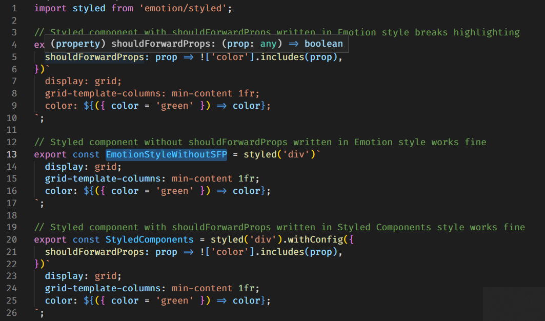 Shouldforwardprop Breaks Code Highlighting · Issue 2208 · Emotion Js Emotion · Github