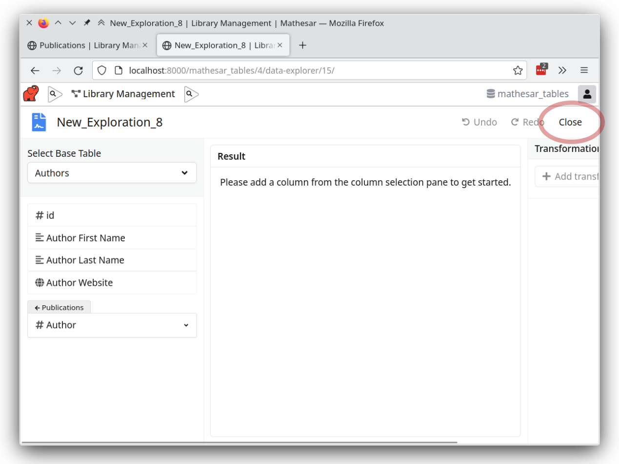Can we remove the "Close" button on Explorations? · Issue #1601 · mathesar-foundation/mathesar ...