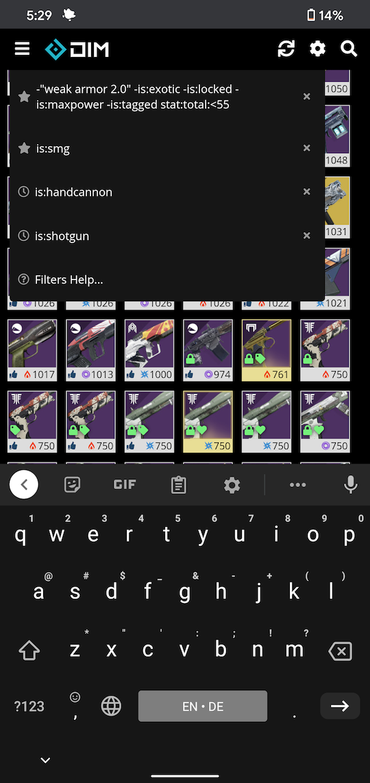 Search in pull-from sheet goes off screen on Android · Issue #5876 · DestinyItemManager/DIM · GitHub