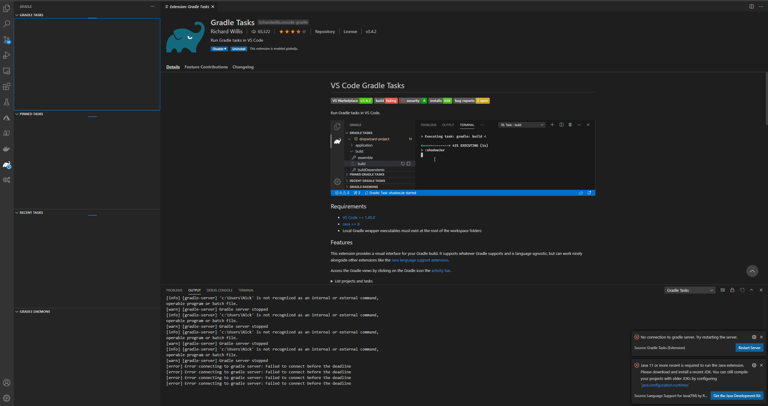 Gradle tasks don't load when windows username has a space in · Issue #680 · microsoft/vscode ...