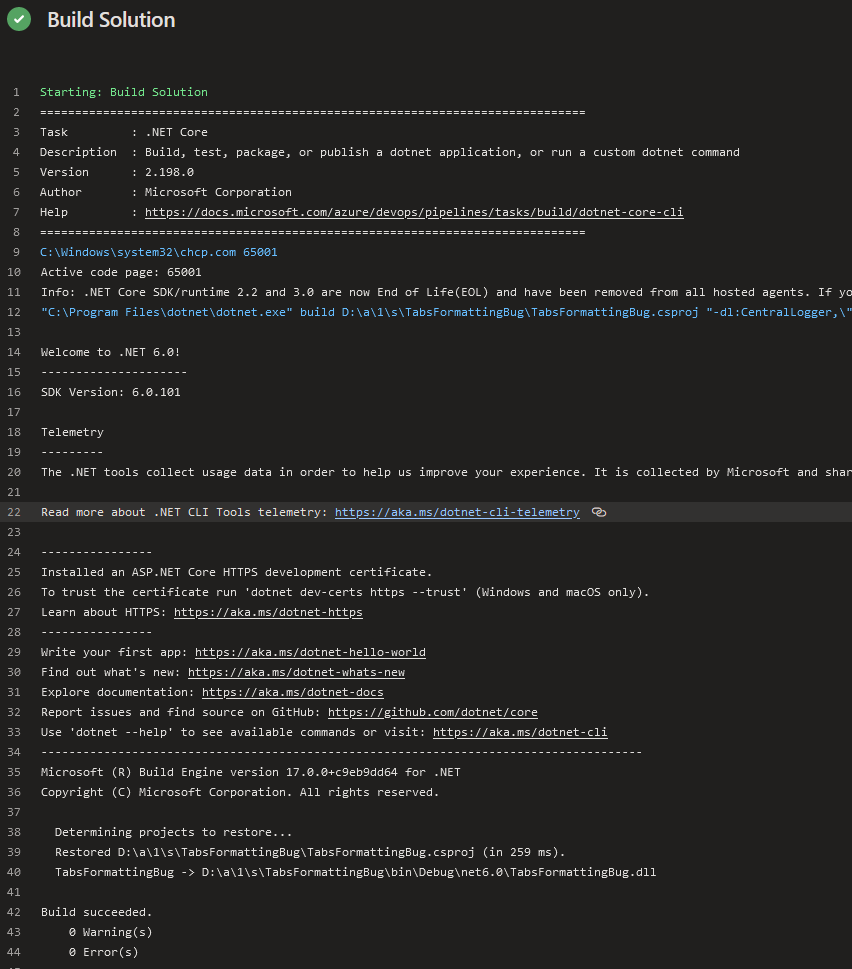 Tab Indentation Gives Formatting False Positive 