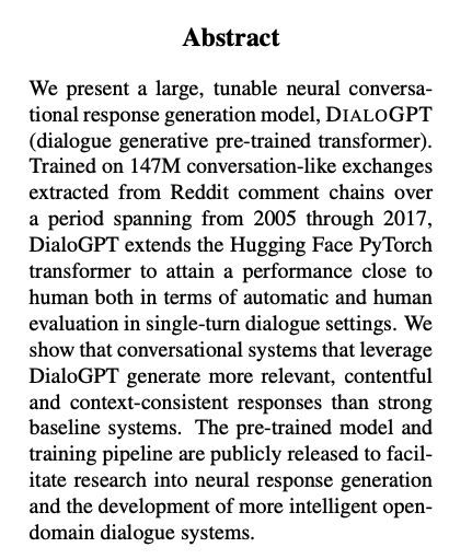 DIALOGPT : Large-Scale Generative Pre-training for Conversational Response Generation · Issue ...