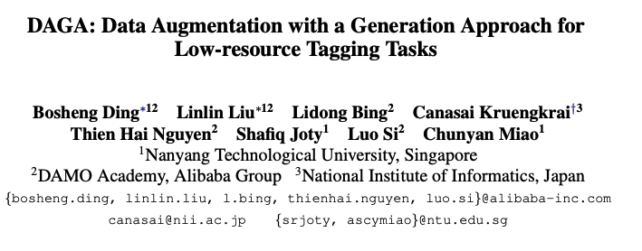 DAGA: Data Augmentation with a Generation Approach for Low-resource Tagging Tasks · Issue #63 ...