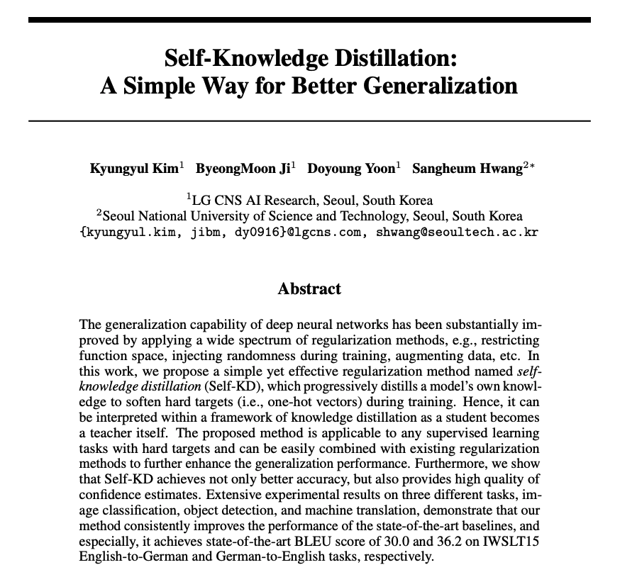 Self-Knowledge Distillation: A Simple Way for Better Generalization · Issue #65 · toriving/Plz ...