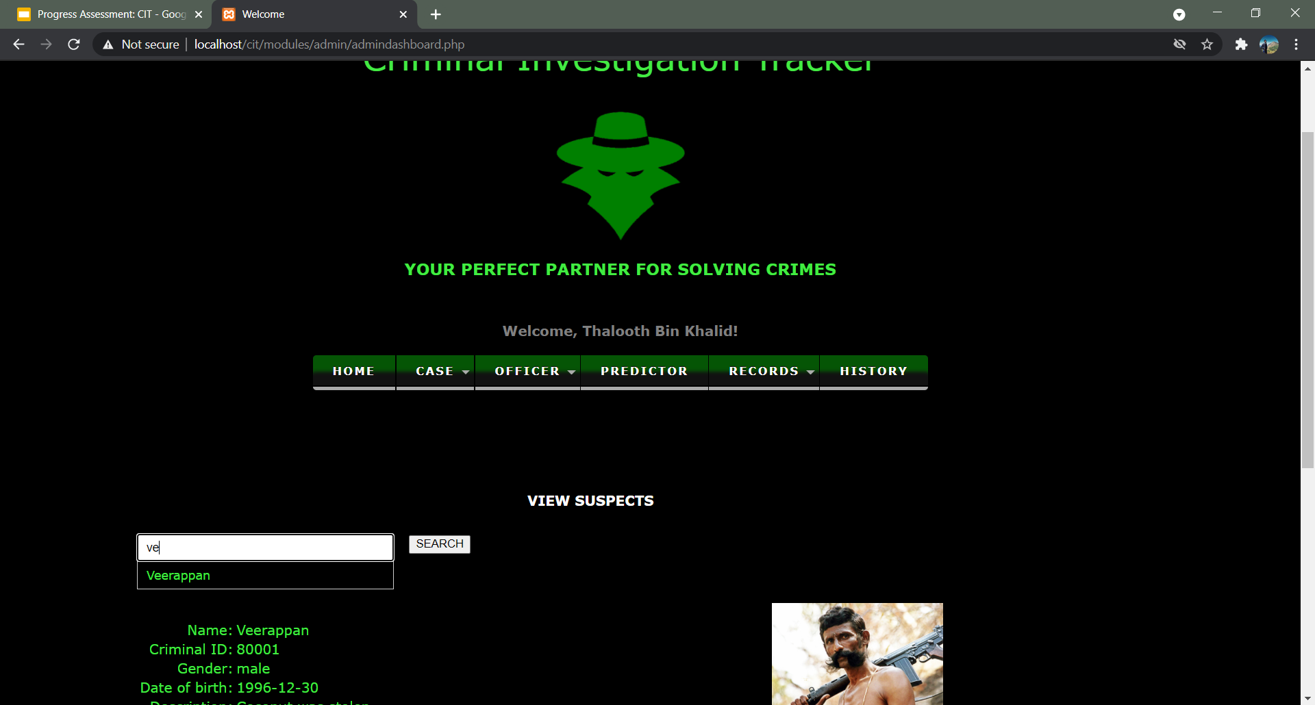 GitHub - Thalooth/Criminal-Investigation-Tracker